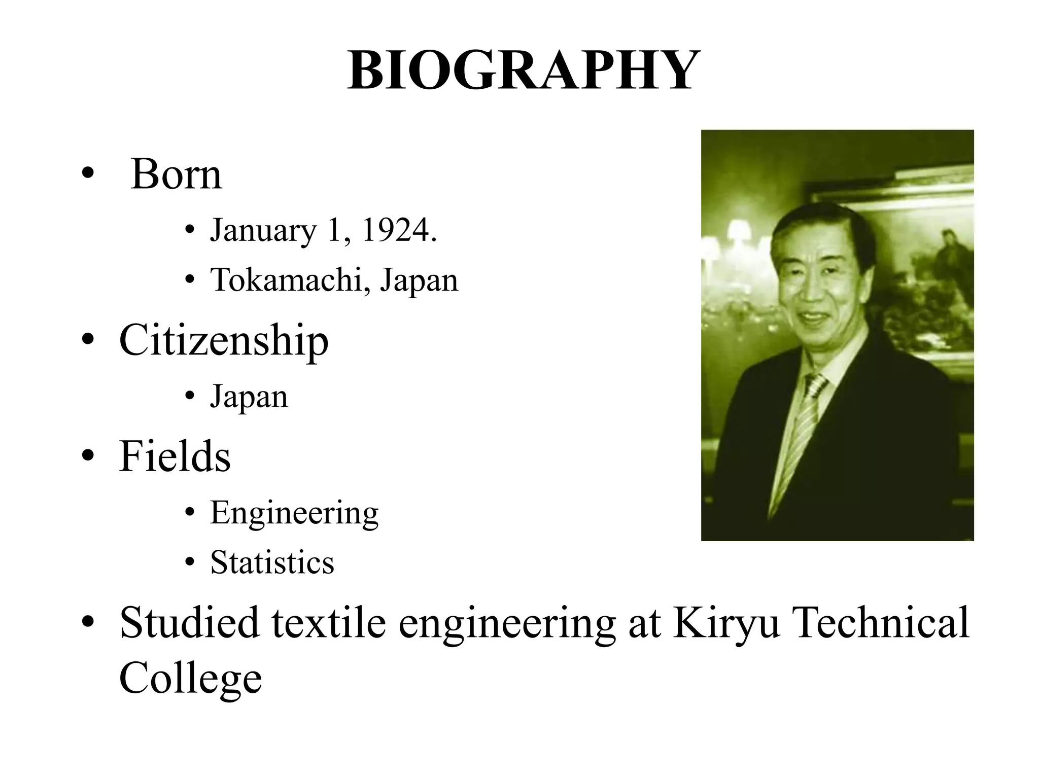 TAGUCHI- QUALITY GURU | PPTX