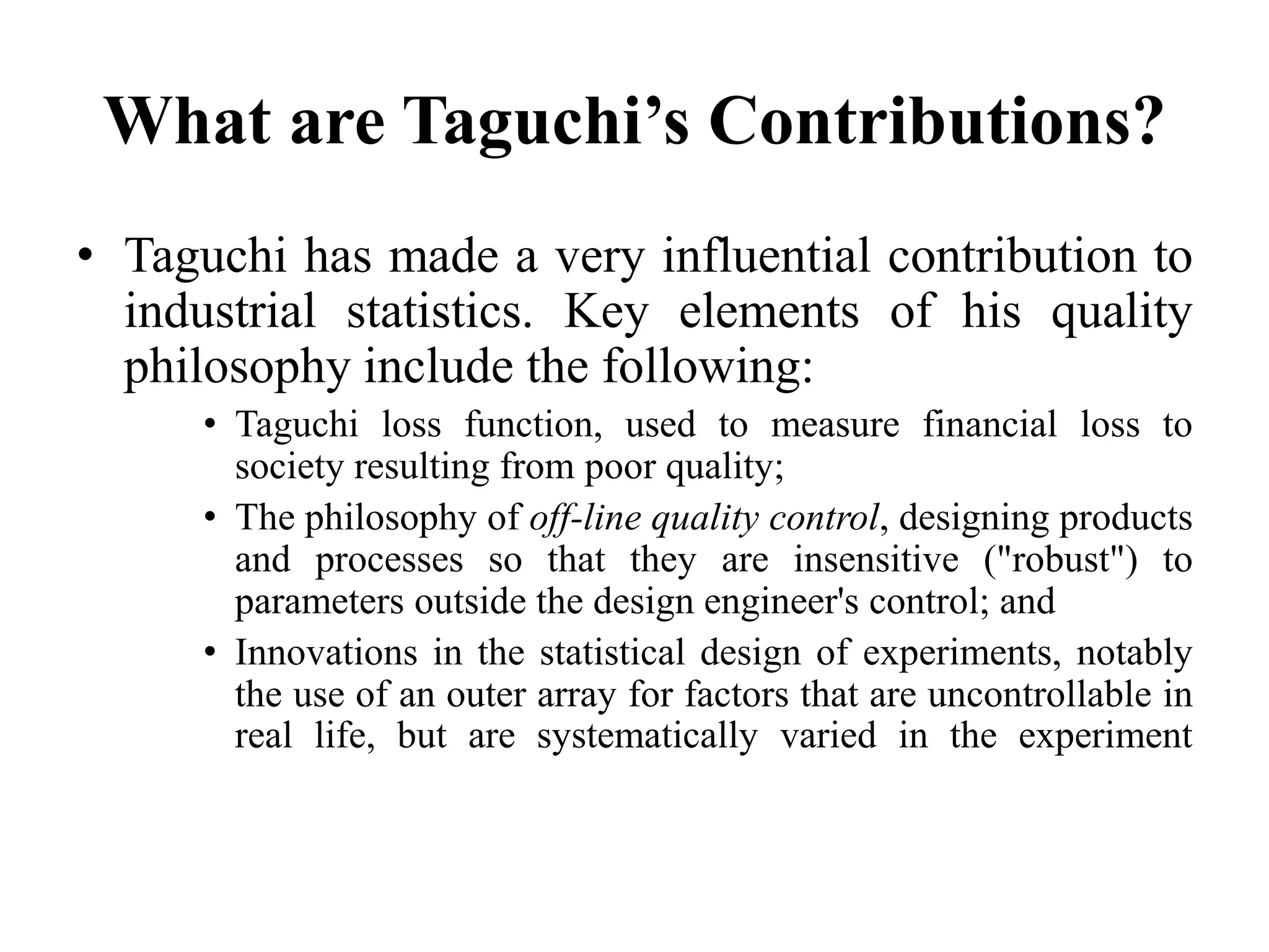 TAGUCHI- QUALITY GURU | PPTX