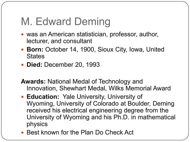 Dr. W. Edward Deming | PPTX | Business | Business and Finance