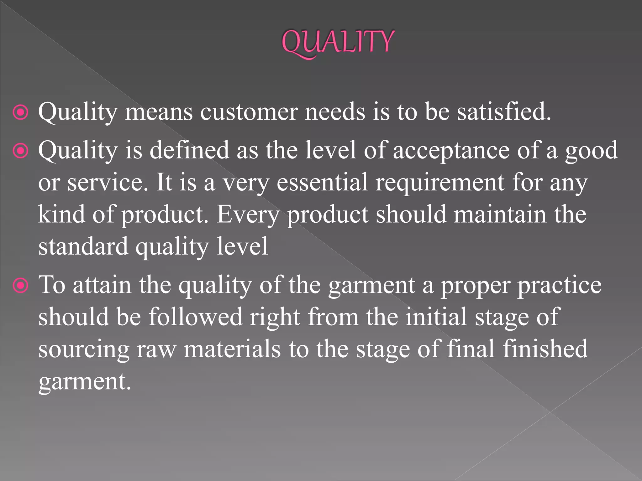 QUALITY CONTROL IN AN APPAREL INDUSTRY | PPTX