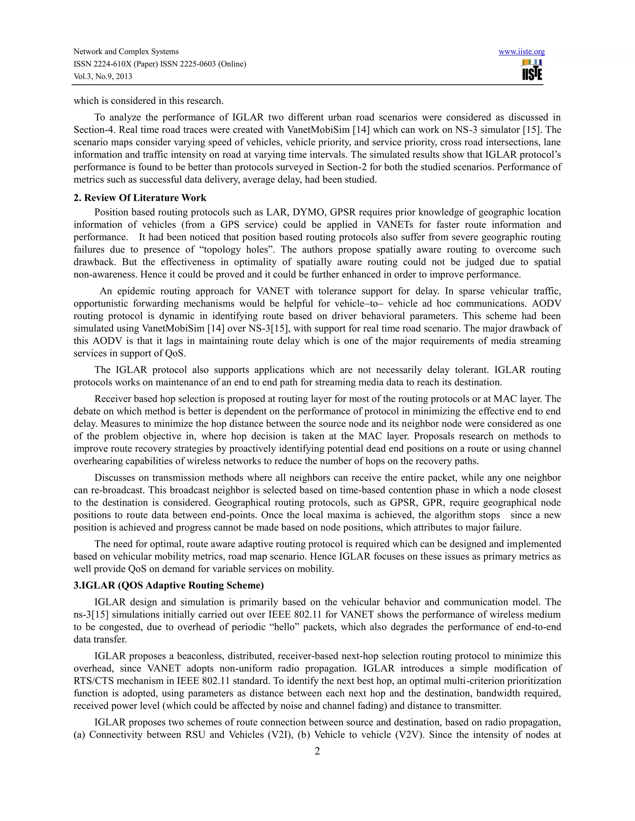 A qos adaptive routing scheme (iglar) for highly dynamic | PDF