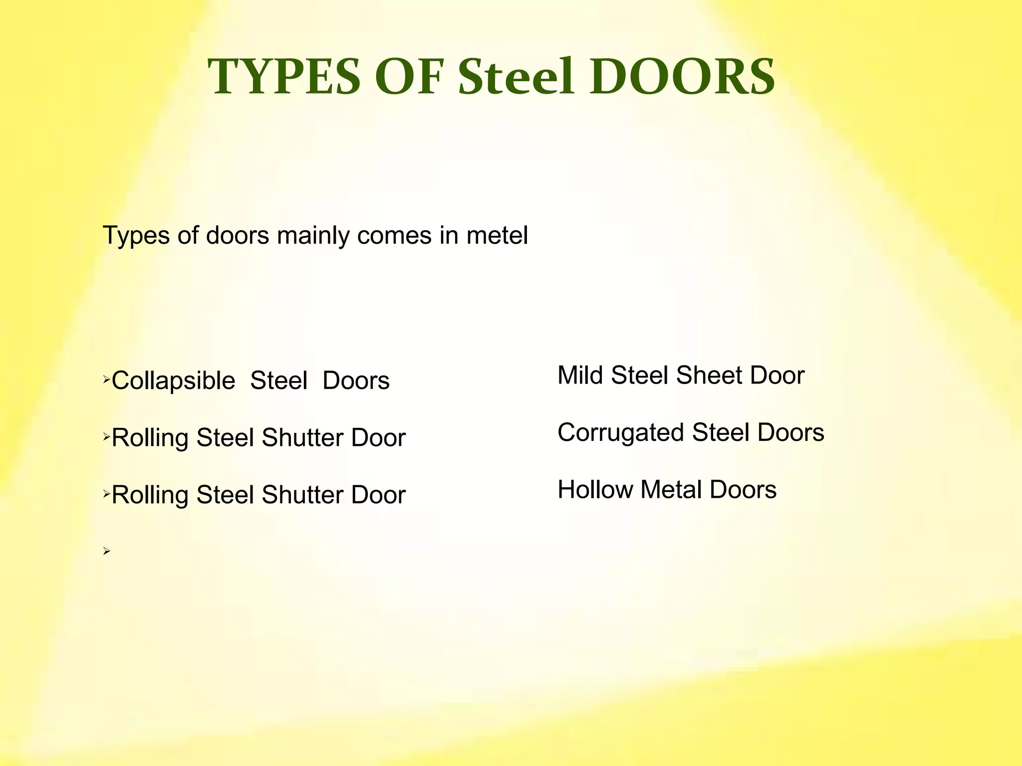Types of Steel Doors | ODP