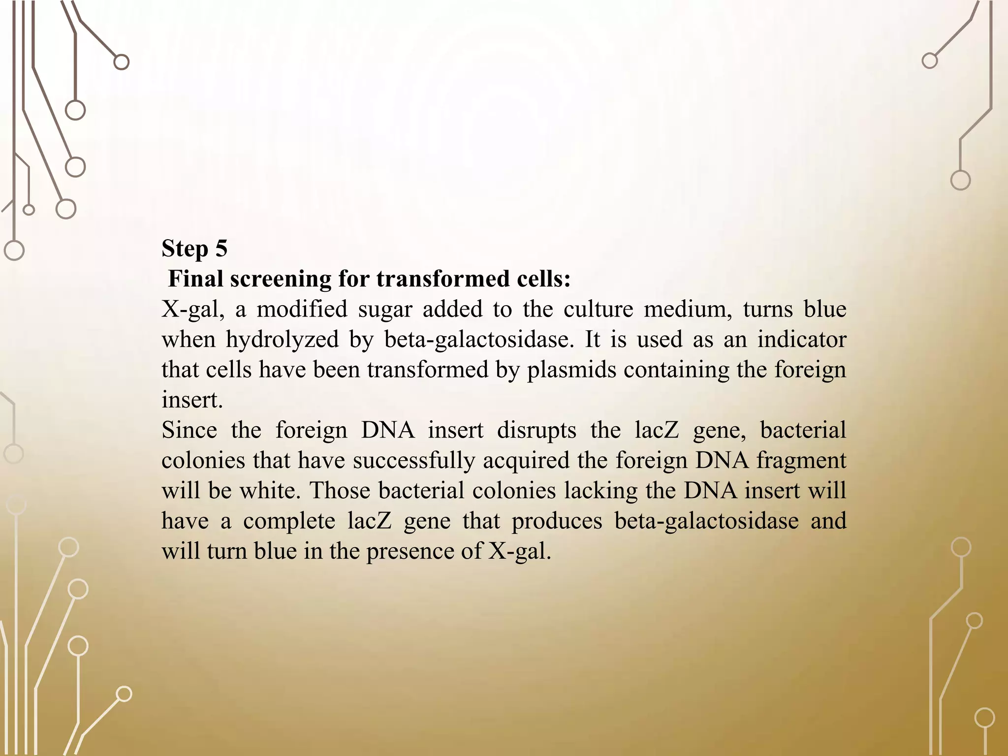 gene cloning, secreening a library, cloning products, requrements ...