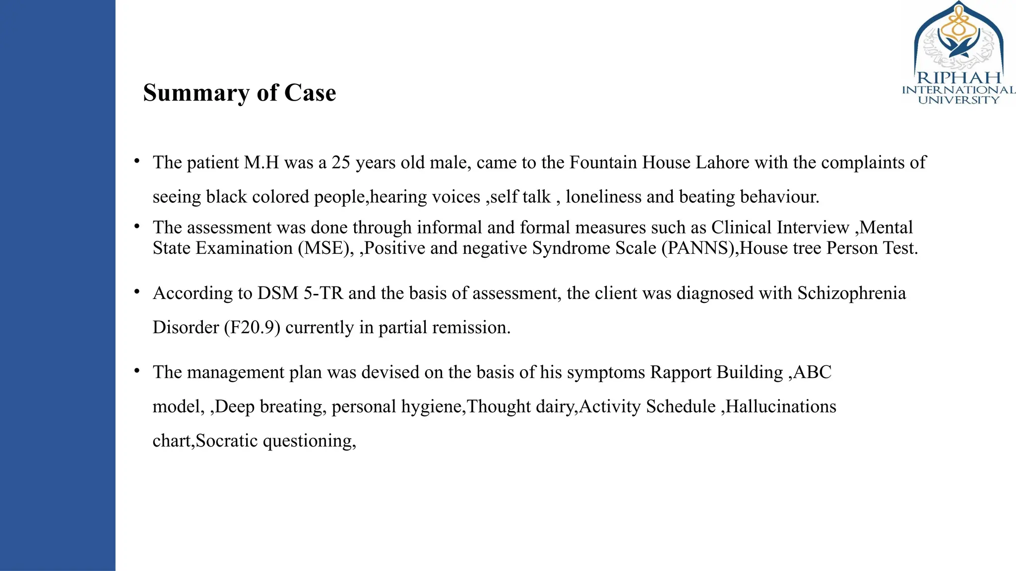 Aqsa case study schizophrenia presentation .pptx