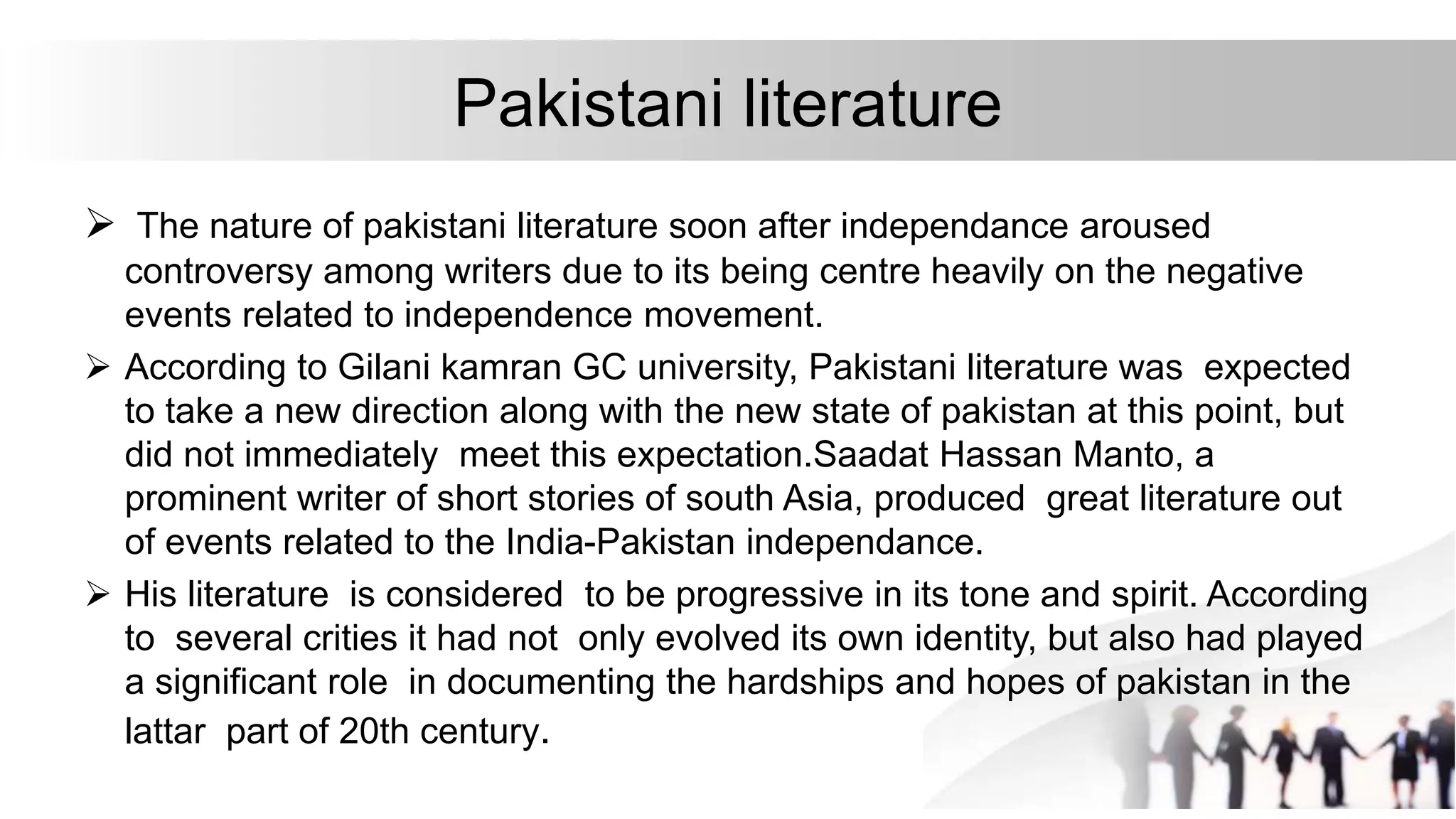 Pakistani Literature | PPTX