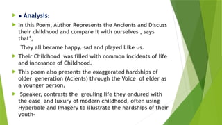 Childhood of the ancients analysis post modern poem | PPT