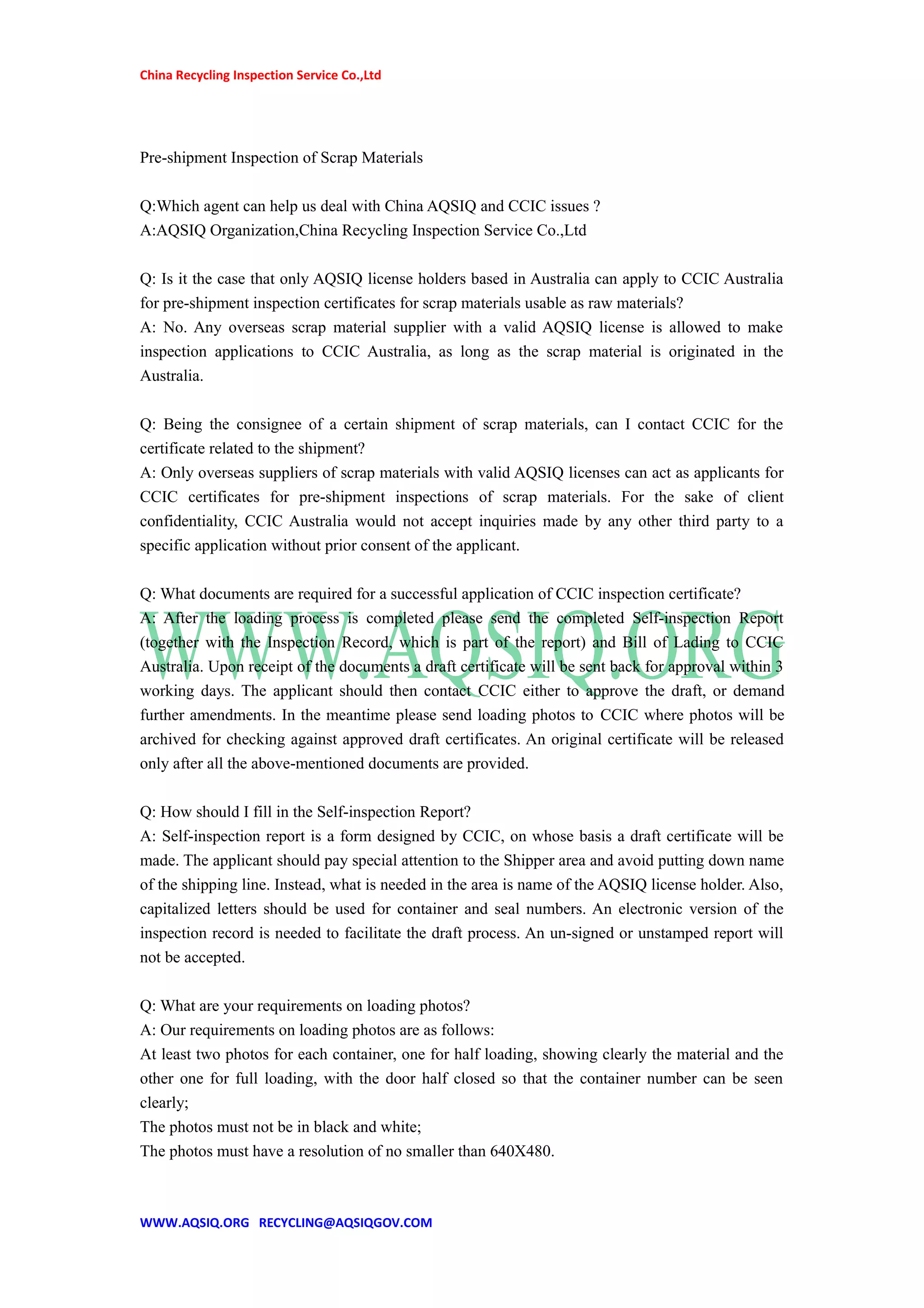 Aqsiq license_CCIC Certificate | PDF