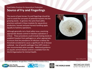 Aquaculture 3 - Food Safety Practices for Aquaculture Production 2013 | PDF
