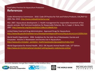 Aquaculture 3 - Food Safety Practices for Aquaculture Production 2013 | PDF