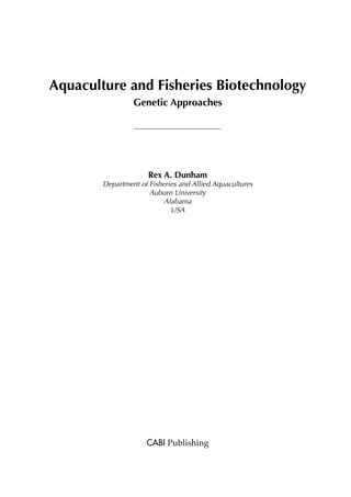 Aquaculture and fisheries biotechnology genetic approaches | PDF