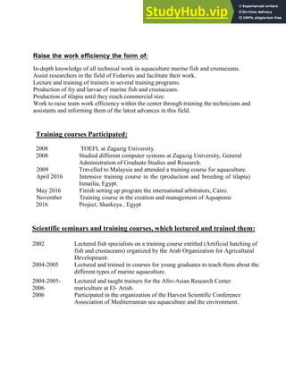 Aquaculture CV | PDF