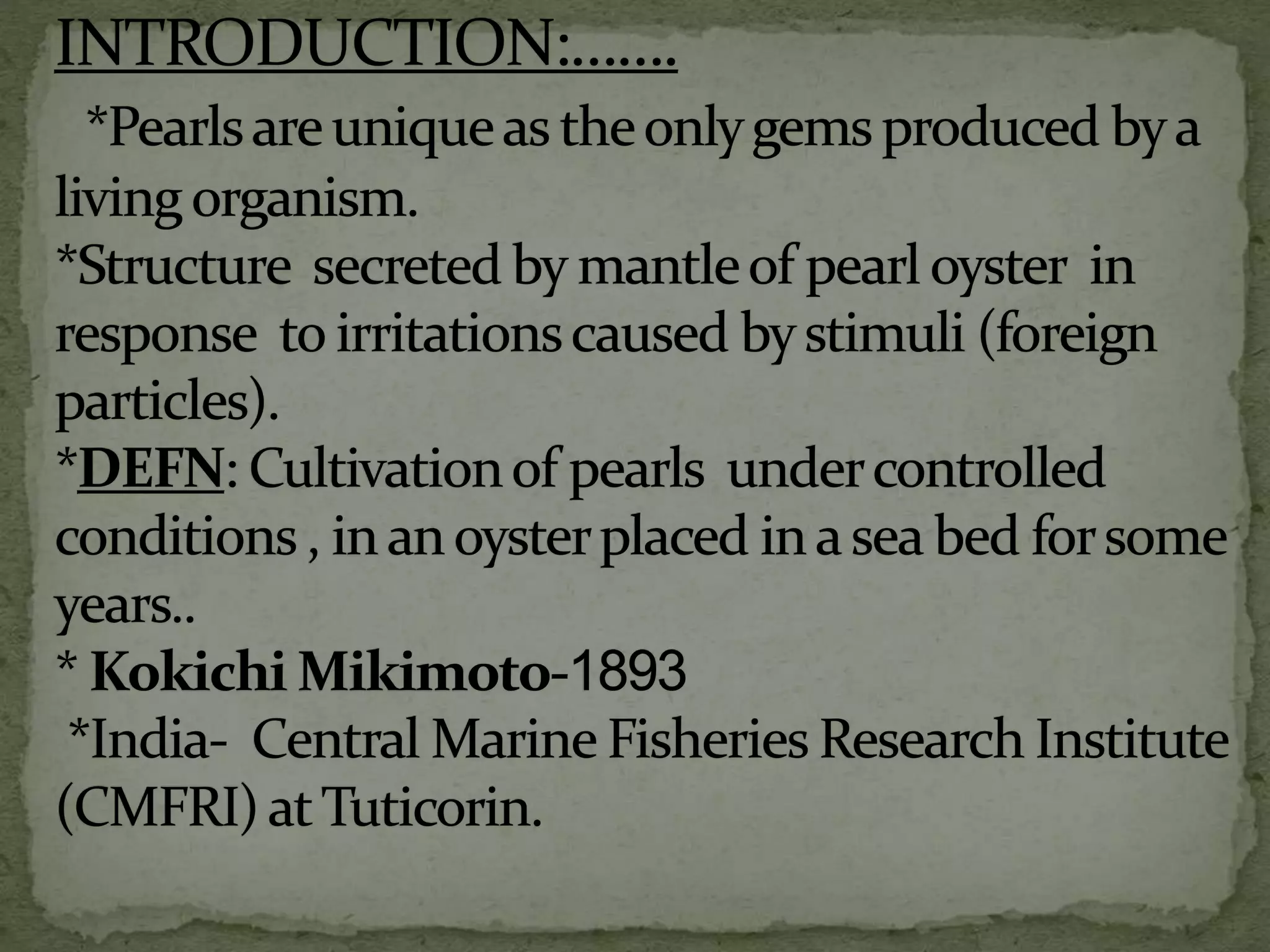 Pearl culture (Aquaculture) | PPTX