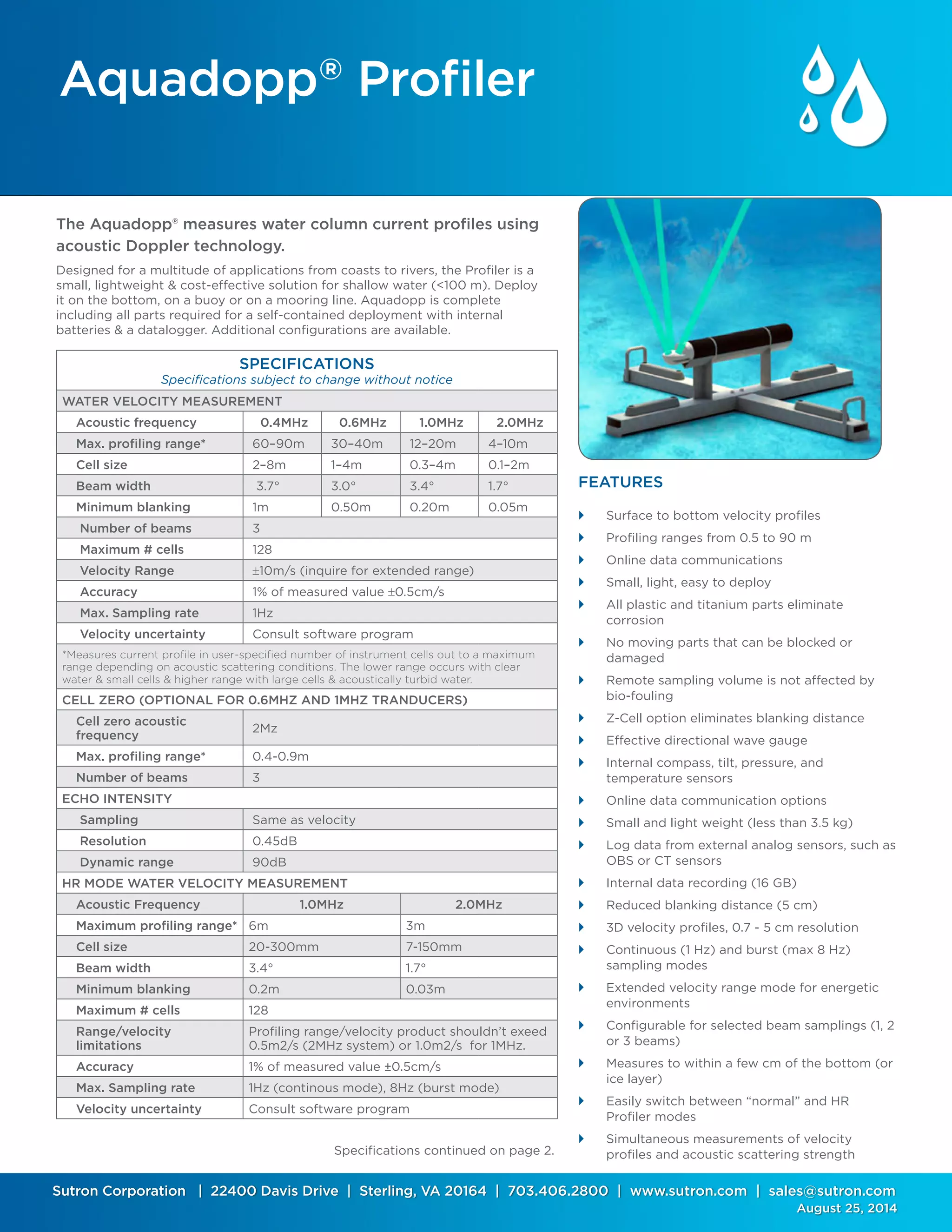 Aquadopp acoustic doppler technology | PDF