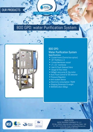 Aqua FIlter Water Purification and Water FIltration Product Dubai | PDF