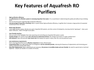 Aquafresh RO Water Purifier Complete Information | PPT