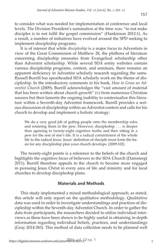 A qualitative analysis of discipleship in the seventh day adventist ...