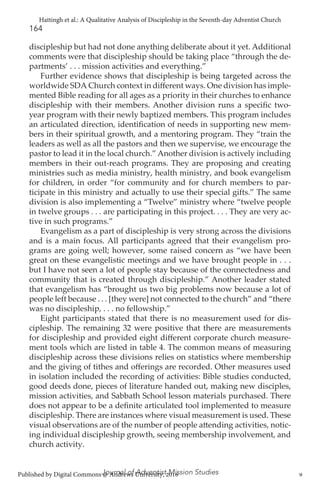 A qualitative analysis of discipleship in the seventh day adventist church | PDF