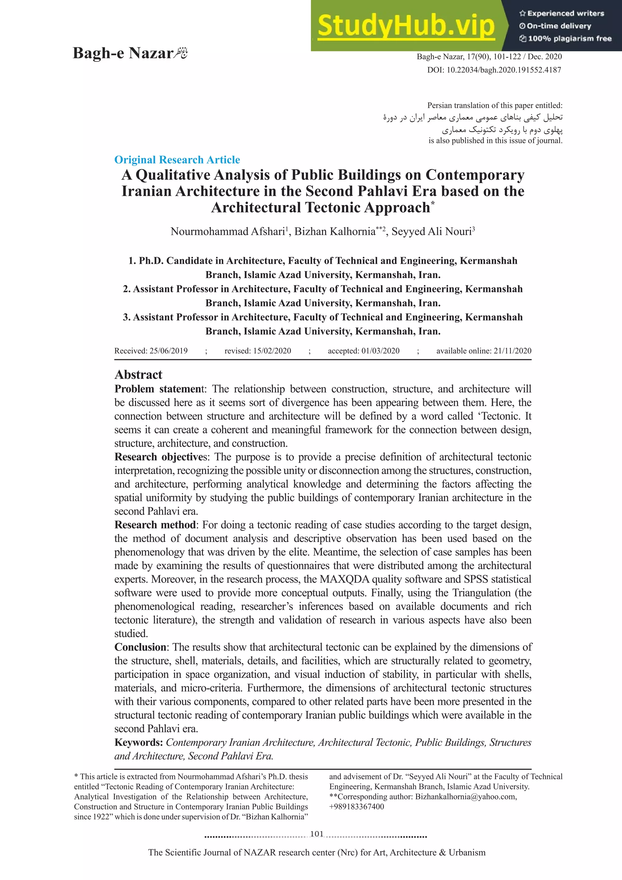 A Qualitative Analysis Of Public Buildings On Contemporary Iranian ...
