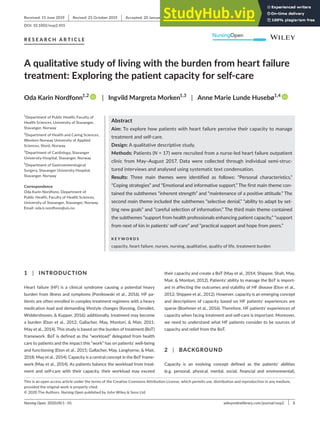 A Qualitative Study Of Living With The Burden From Heart Failure ...