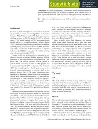 A Qualitative Study Of Nurses Attitudes And Practices Regarding Brief ...