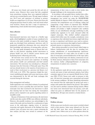 A Qualitative Study Of Nurses Attitudes And Practices Regarding Brief Alcohol Intervention In ...