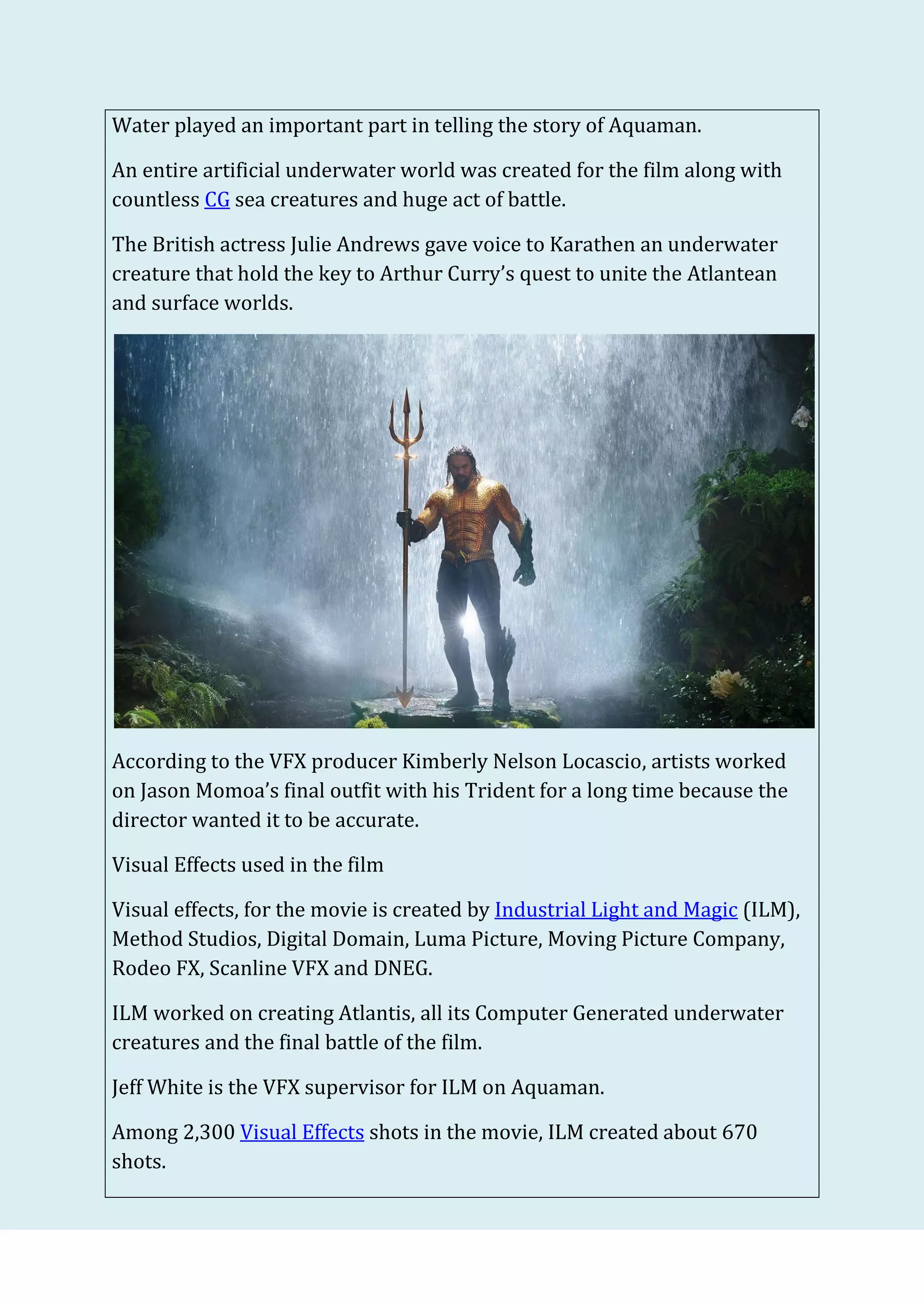 Aquaman Vfx Reel Shows Underwater City Of Atlantis Come Alive | PDF