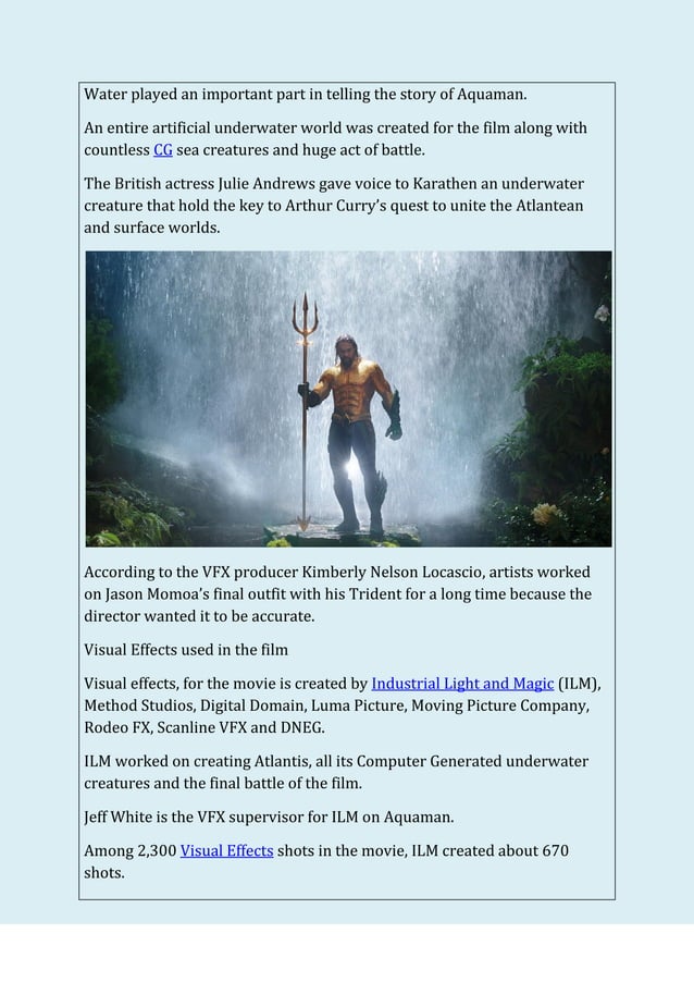 Aquaman Vfx Reel Shows Underwater City Of Atlantis Come Alive | PDF