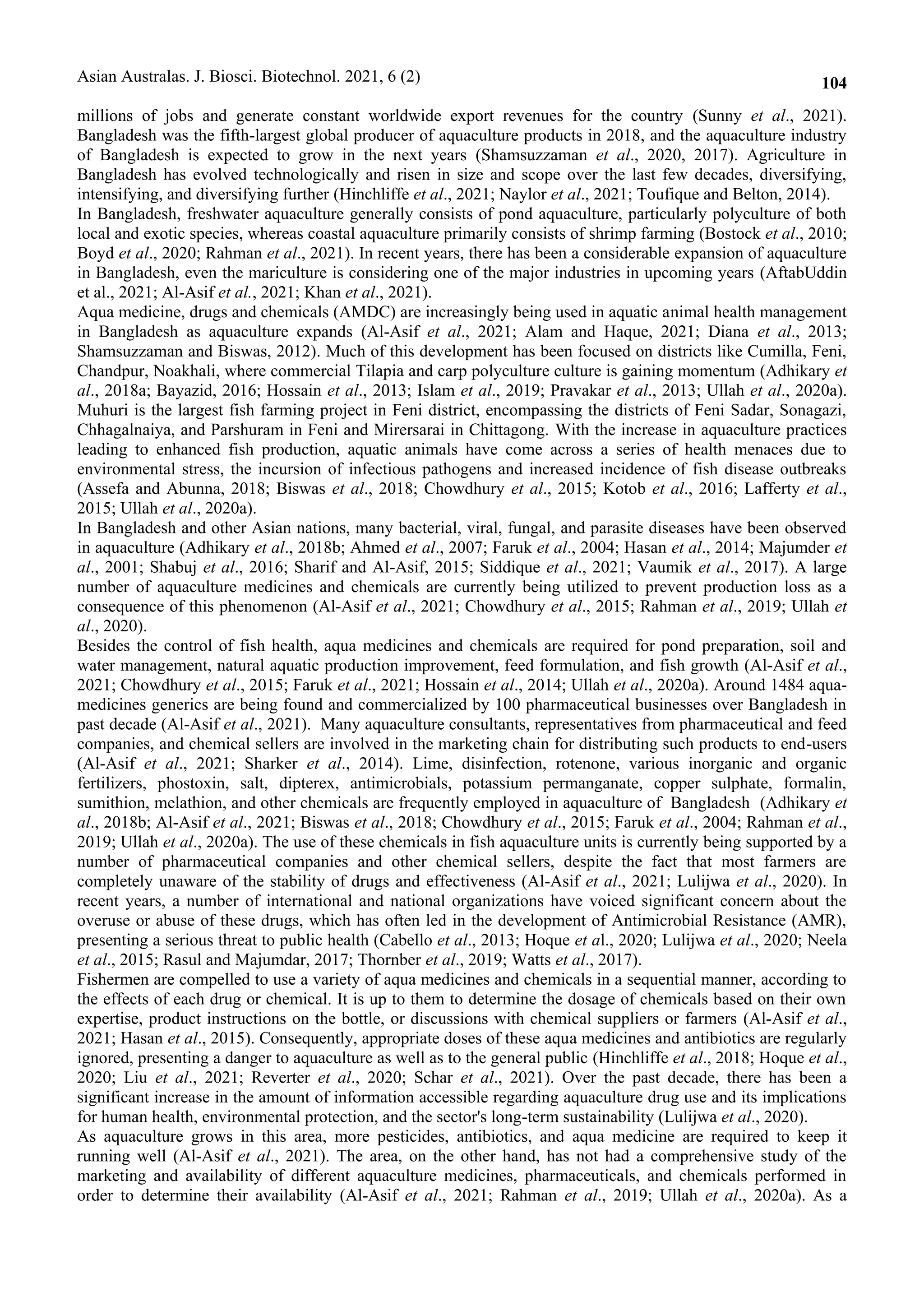 Aqua medicines, drugs and chemicals (AMDC) used in freshwater ...