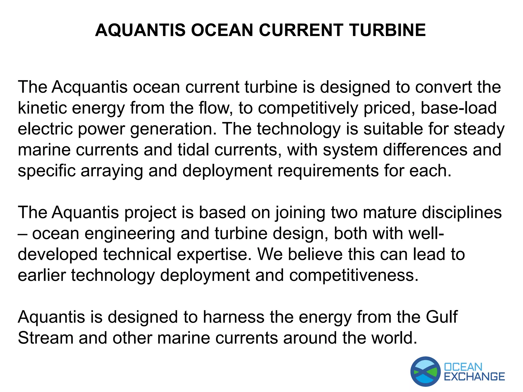 Aquantis Ocean Current Turbine Ppt