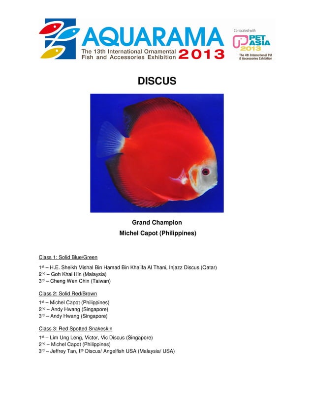 Aquarama 2013 discus results | PDF