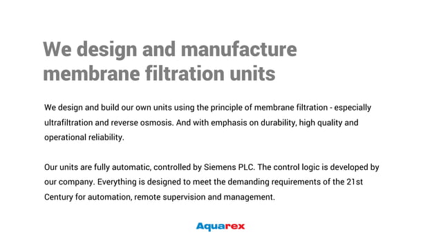 Aquarex - Corporate presentation 2018 | PPT