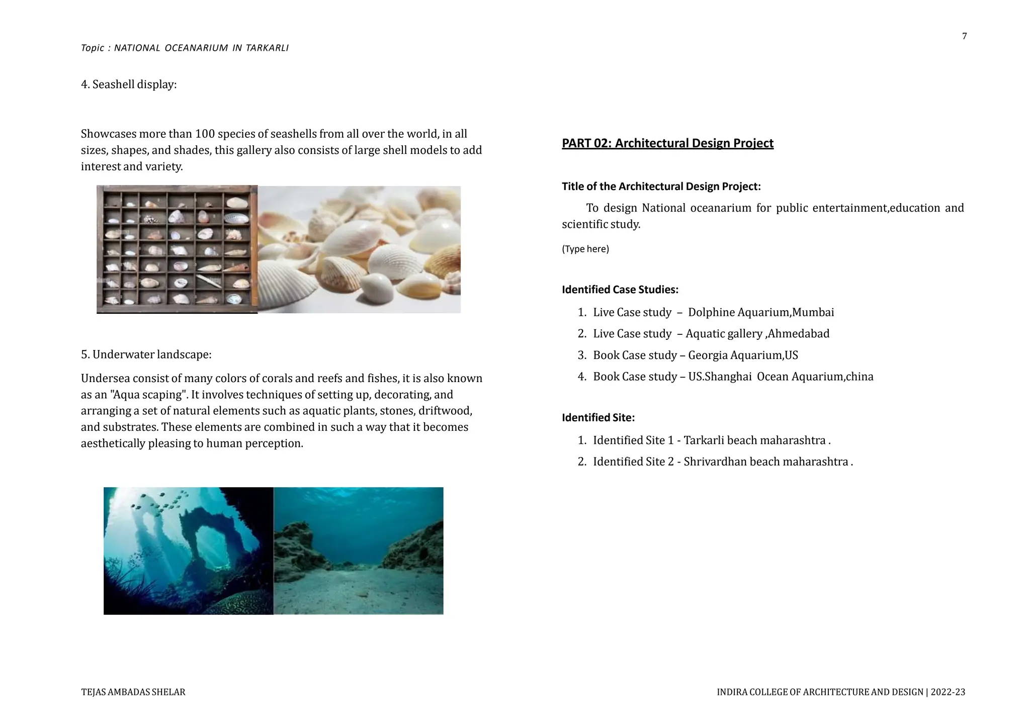 Detailed research on design of aquarium and case studies | PPTX
