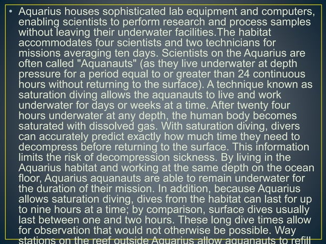 Aquarius Reef BaseAquarius Reef BaseAquarius Reef Base | PPT