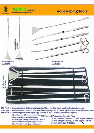 Aquascape tools, Aquarium Instruments, Wave Scissors, Spatulas, Spring ...
