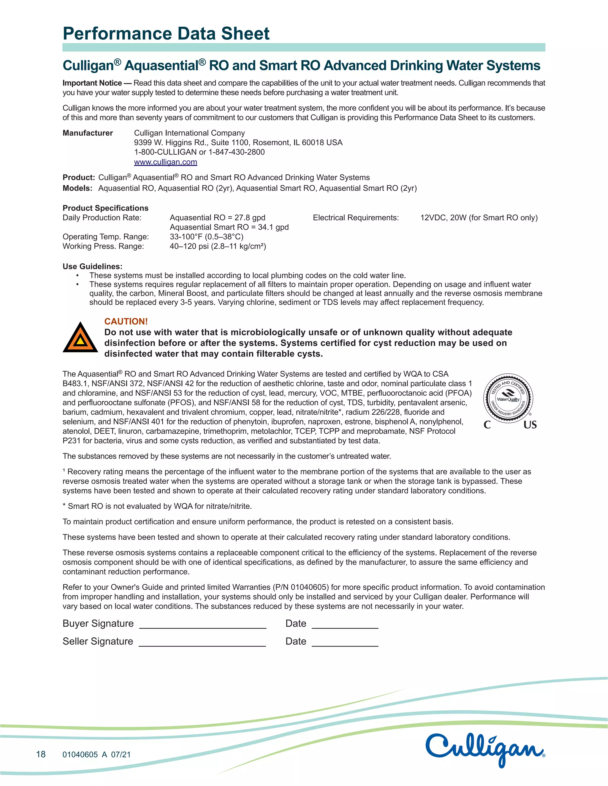 Aquasential Reverse Osmosis | PDF