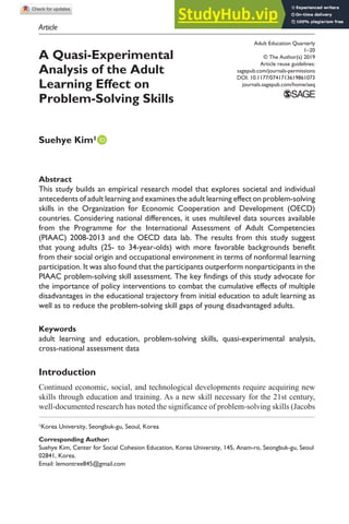 A Quasi-Experimental Analysis Of The Adult Learning Effect On Problem-Solving Skills | PDF