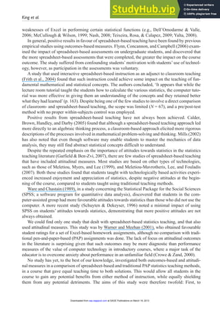 A Quasi-Experimental Comparison Of Spreadsheet- And Classroom-Based Statistics Tutorials | PDF ...