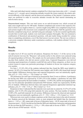 A Quasi-Experimental Comparison Of Spreadsheet- And Classroom-Based Statistics Tutorials | PDF ...