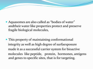 Aquasomes, principle,methods, | PPT