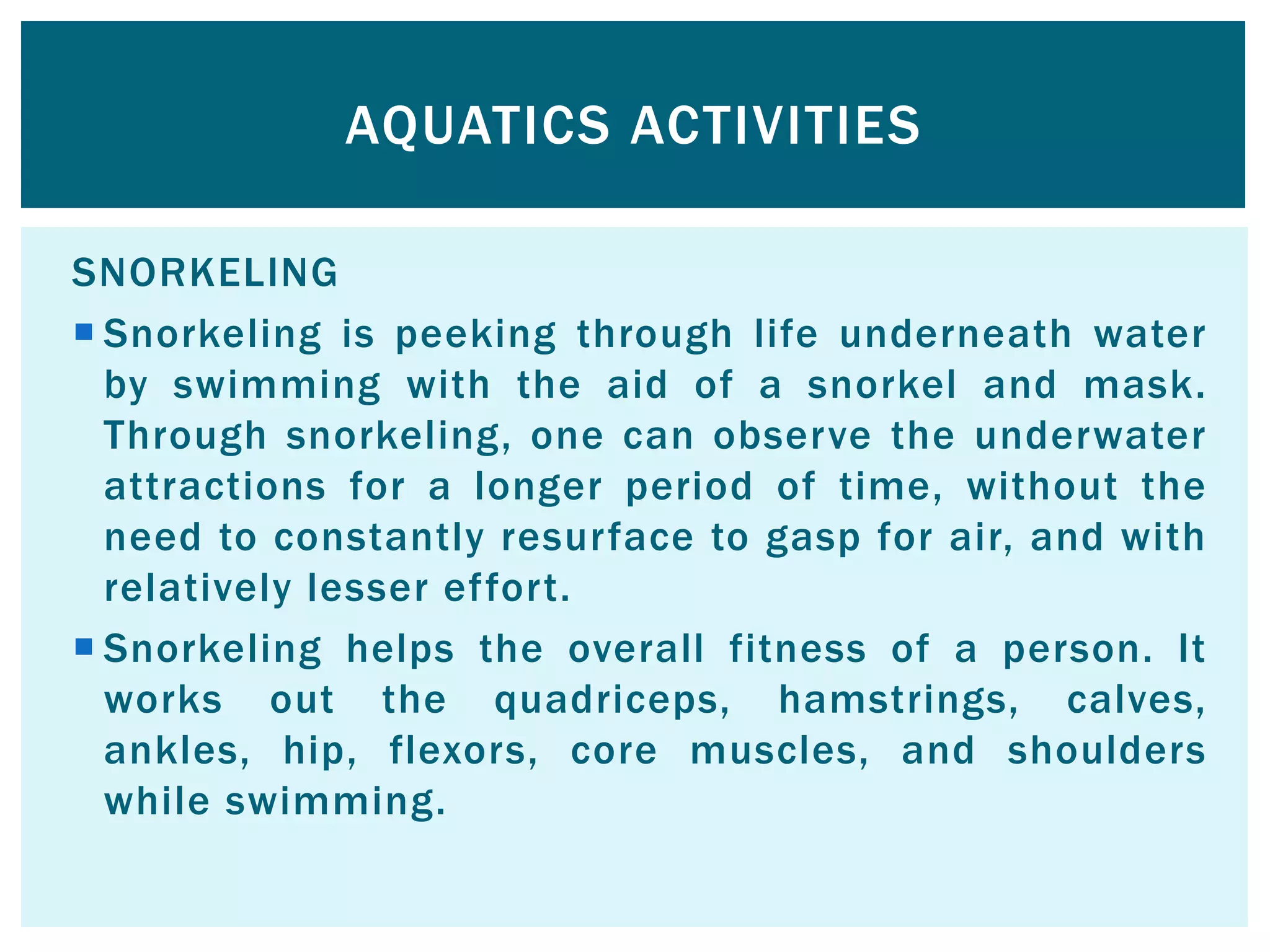 Aquatic activities | PPTX