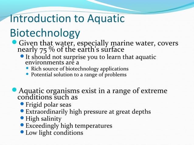 Aquatic biotechnology | PPT | Agriculture | Industries