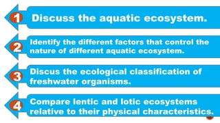 An aquatic ecosystem is a biological community of organisms and their ...