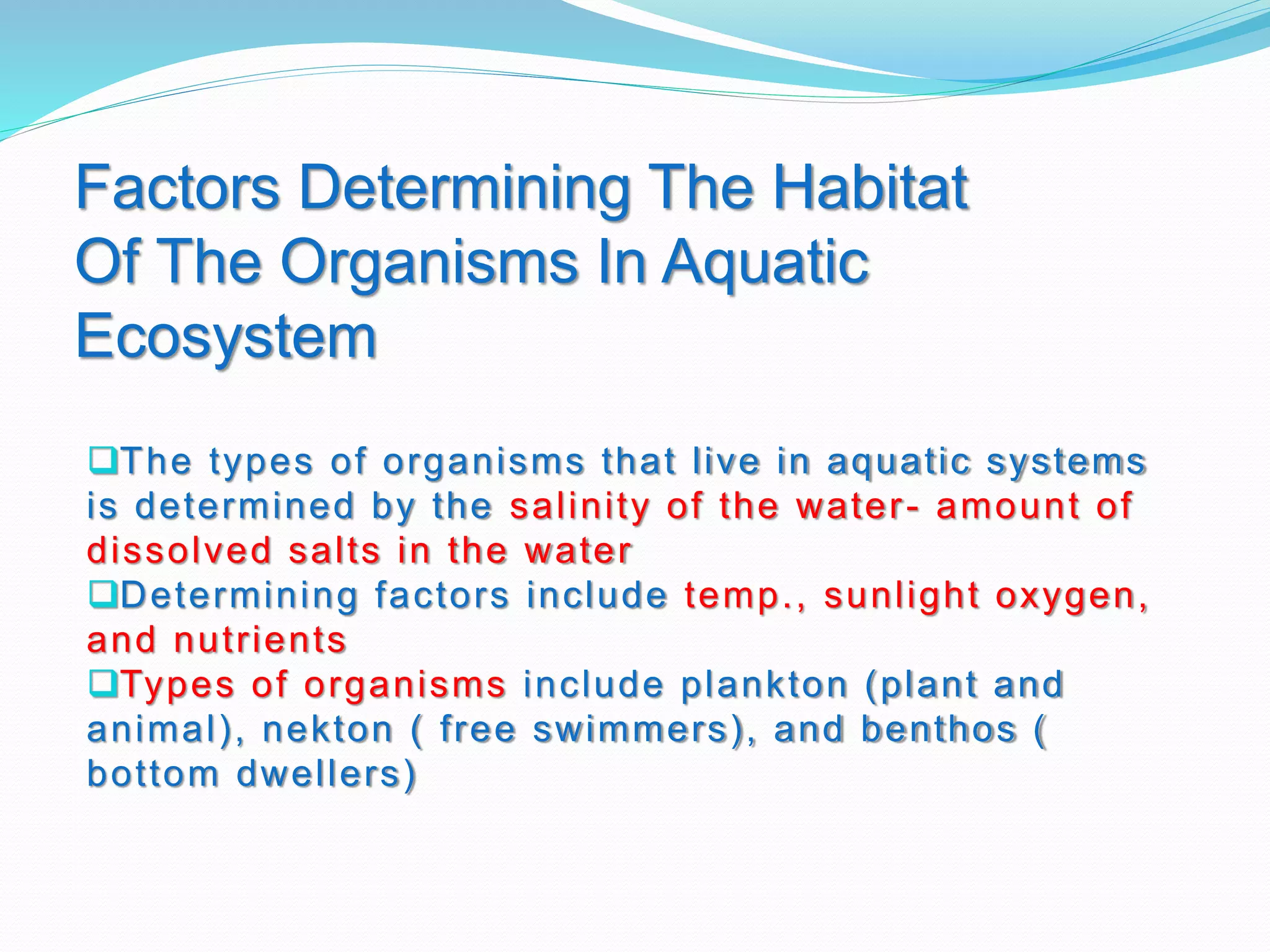 Aquatic ecosystem ppt | PPTX