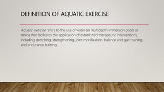Aquatic exercise | PPTX | Physical Therapy | Wellness