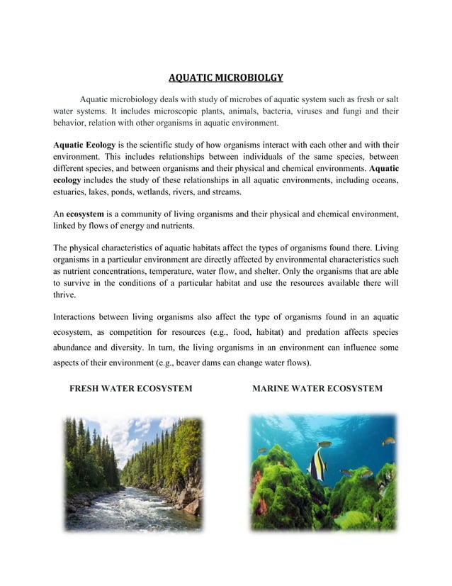 AQUATIC MICROBIOLOGY | PDF | Biological Sciences | Science