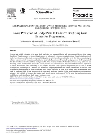 Scour prediction at bridge piers in cohesive bed using gene expression programming | PDF ...