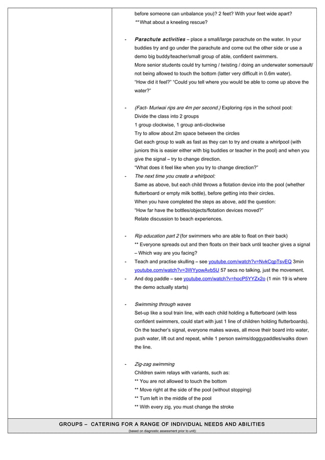 Aquatics and Water Safety Level 1&2 | PDF