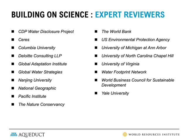 Aqueduct: Measuring, mapping & understanding water risks around the globe | PDF