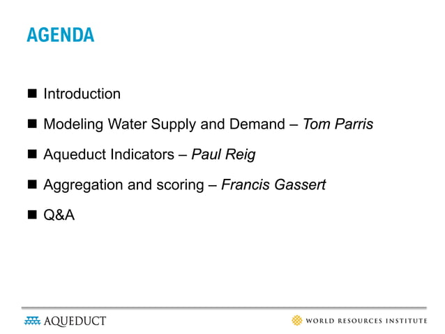 WRI's Aqueduct Global Water Risk Mapping: Data & Methodology | PDF