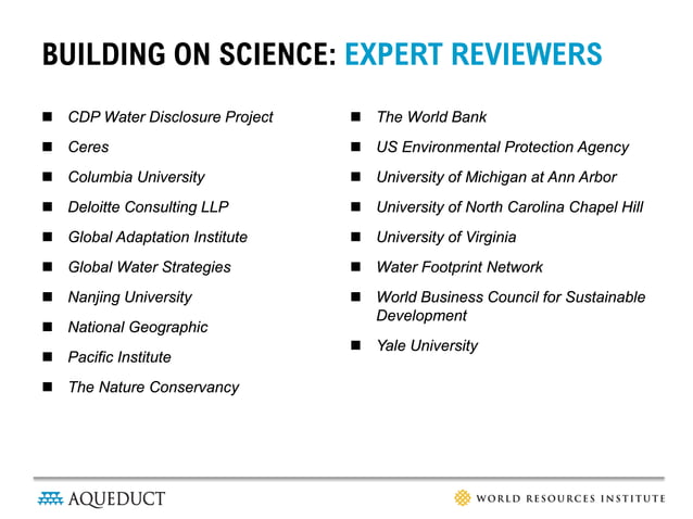 WRI's Aqueduct Global Water Risk Mapping: Data & Methodology | PDF